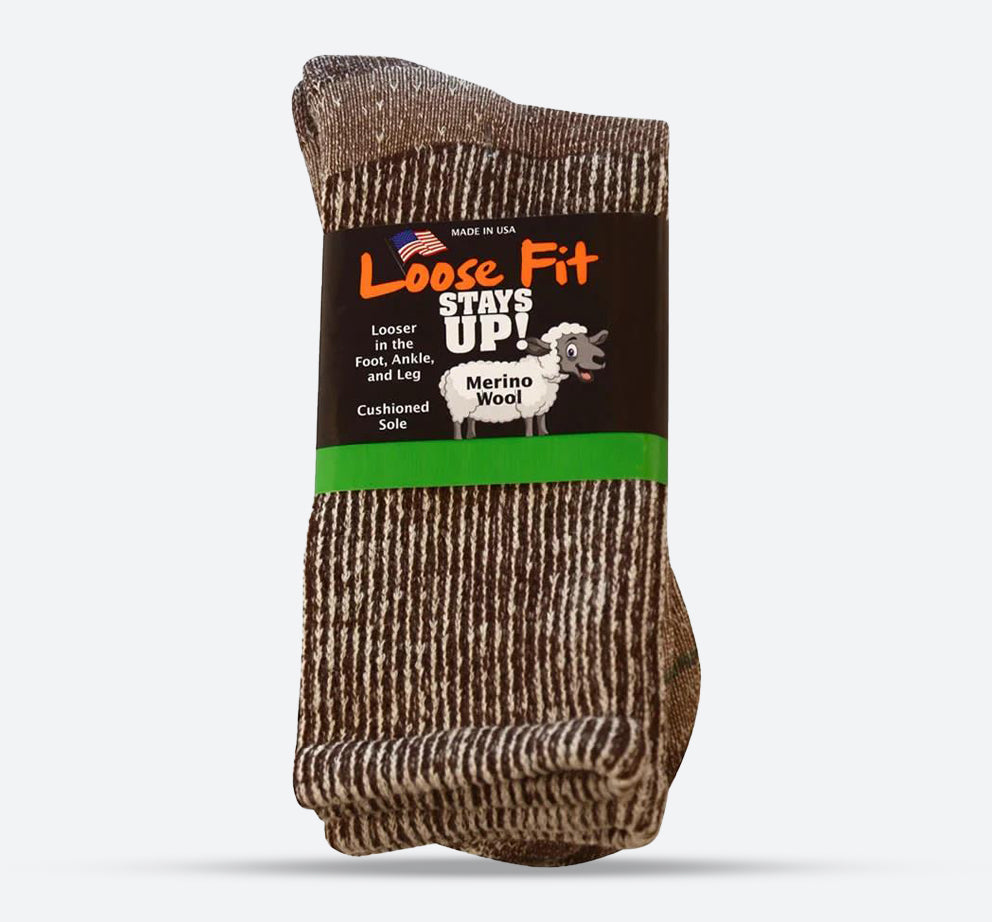 Mens Loose Fit 324 Merino Wool Crew Hiking Socks | Loose Fit | Wide Fit ...