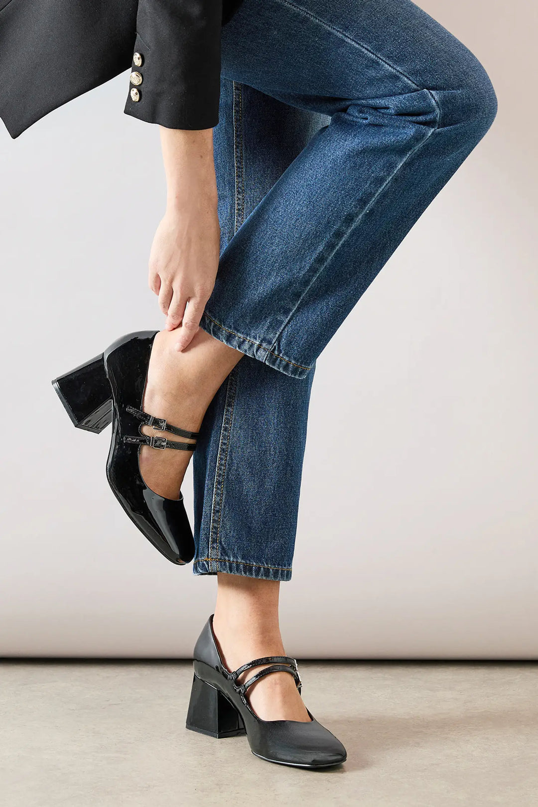 Women's Wide Fit Good For The Sole Dawn Faux Double Mary Jane Court ...