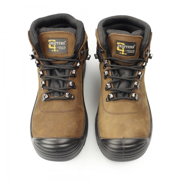 Mens Wide Fit Grafters M9508B 4E Safety Boots Dark Brown | Grafters ...